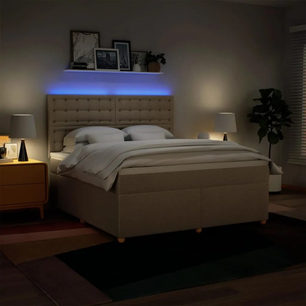 Box spring postel s matrací krémová 180x200 cm textil 3293678