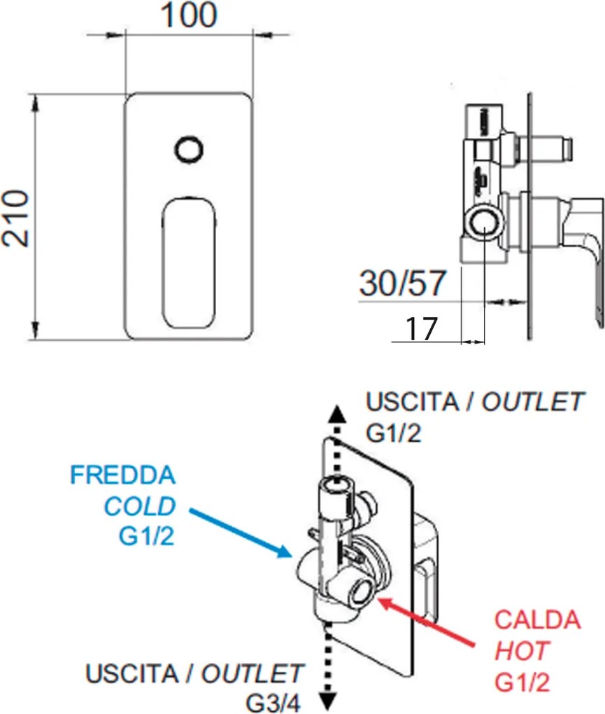 Sapho SPY PY42/15 sprchová baterie 2 výstupy černá