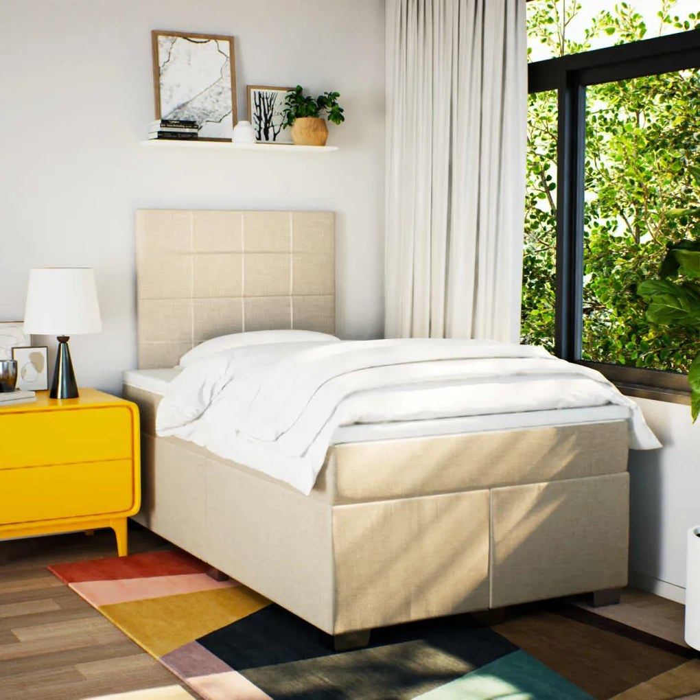 Box spring postel s matrací krémová 120x190 cm textil 3290432