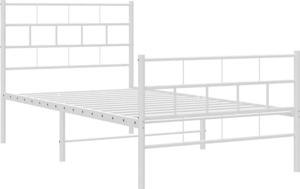 vidaXL Kovový rám postele s hlavovým a nožním čelem 90 x 190 cm [355718] Barva: Bílá