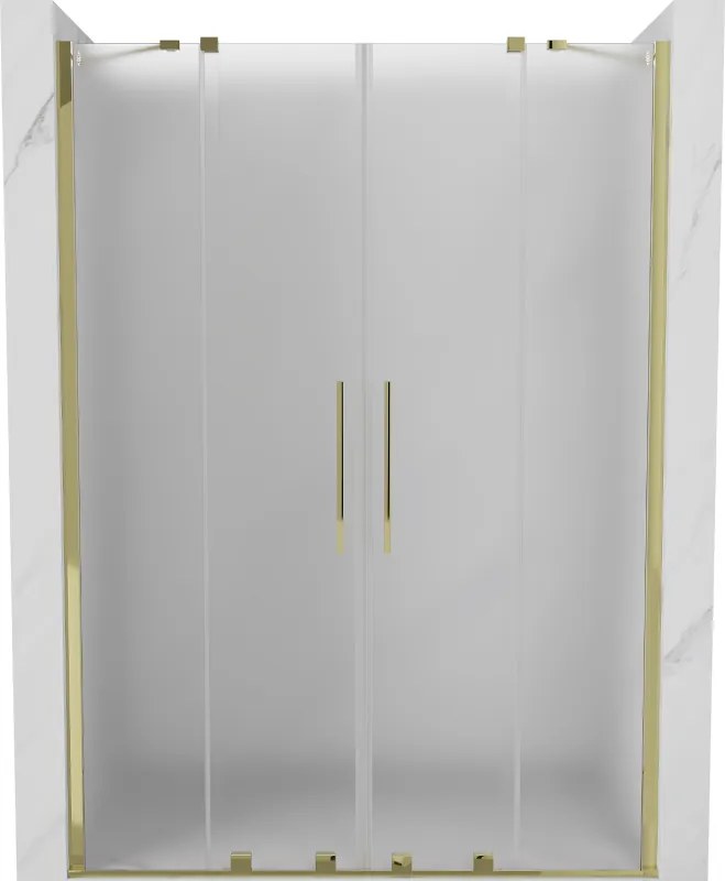 Mexen Velar Duo, posuvné sprchové dveře do otvoru 160 cm, 8mm sklo námraza, zlatá lesklá, 871-160-000-32-50