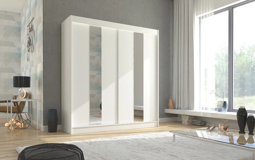ADRK Furniture Posuvná skříň s zrcadlem BALTON 200 ADRK-SW-BAL-W-200