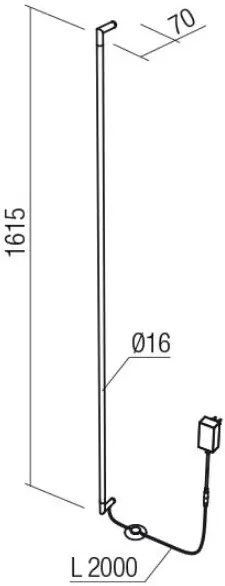 Redo group Redo Stick, nástěnné svítidlo s nožním vypínačem LED 36W 3000K, černá, výška 161cm