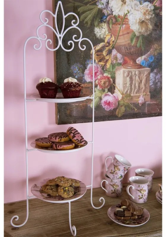 Bílý kovový etažér / stojan na talíře se 3 patry – 33 / 77 cm 77 Iron