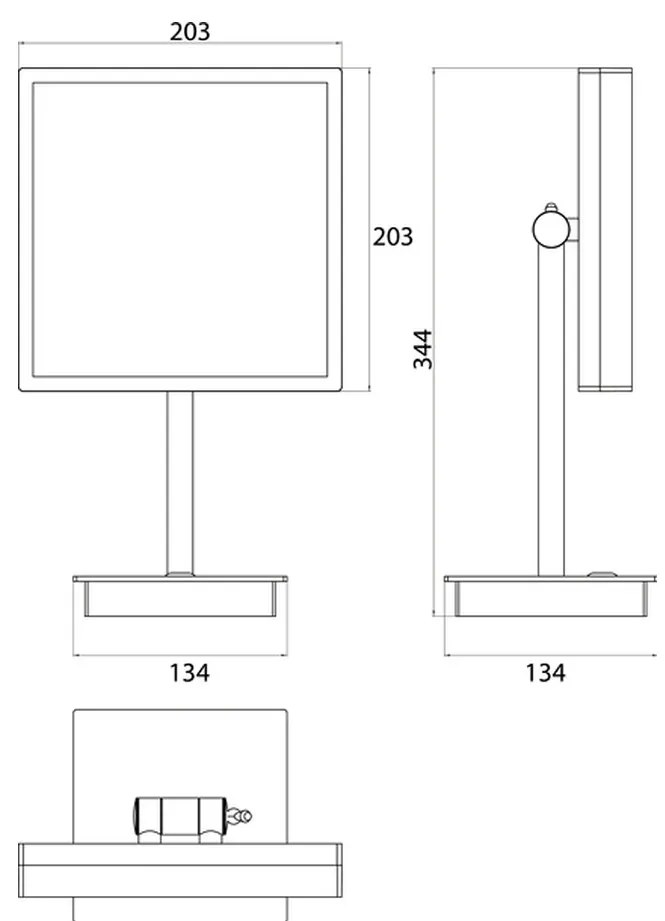 Emco Cosmetic mirrors Pure LED - Stojící čtvercové LED-holící a kosmetické zrcadlo s podsvíceným dotykovým senzorem a šroubový kabel, 3…