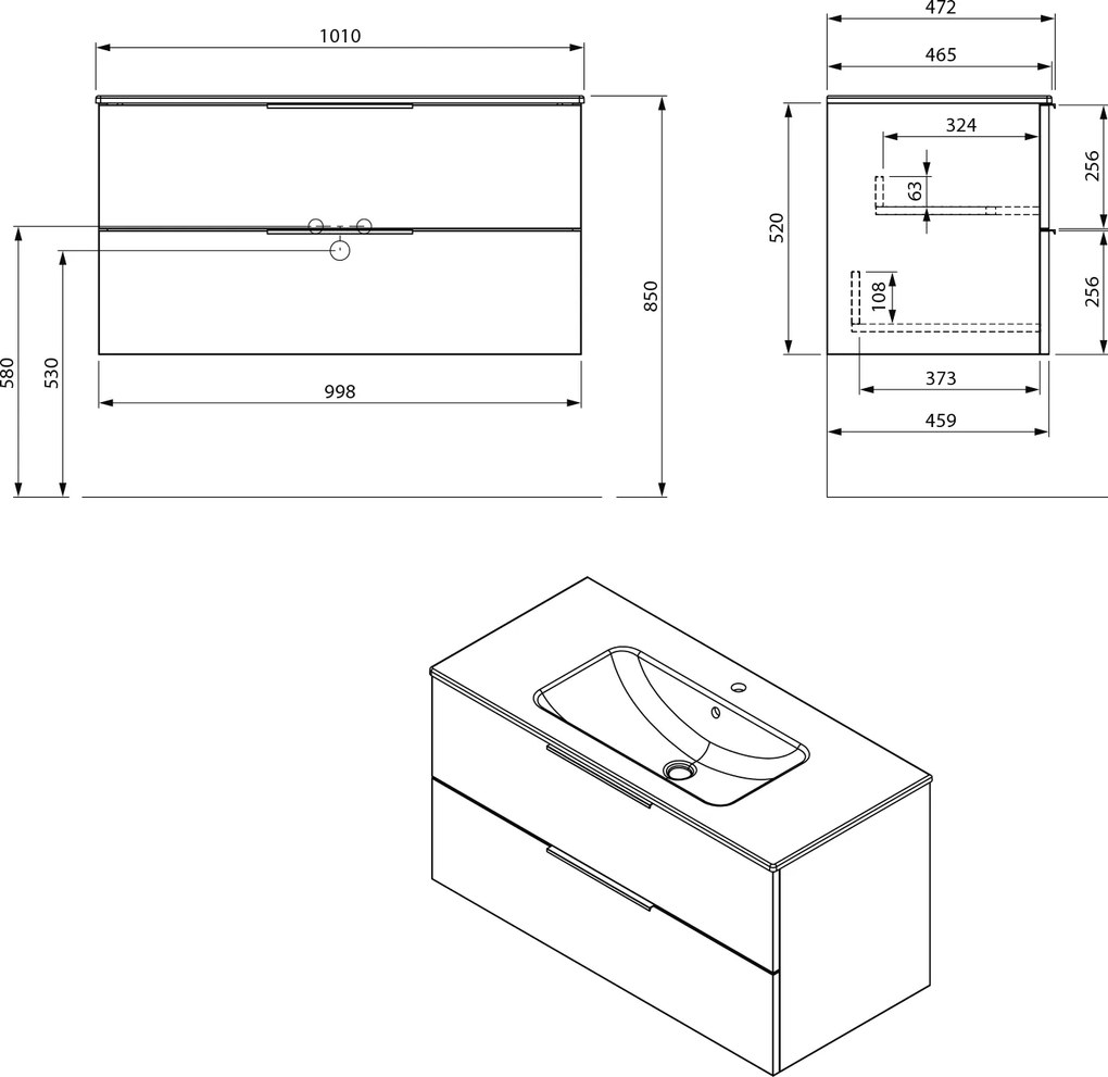 Sapho Cirasa umyvadlová skříňka 99,8 x 52 x 46 cm bílá CR100-3030 Koupelny Bernold