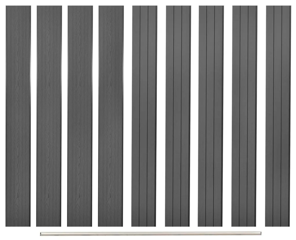 vidaXL Marketos Náhradní plotové desky 9 ks WPC 170 cm šedé
