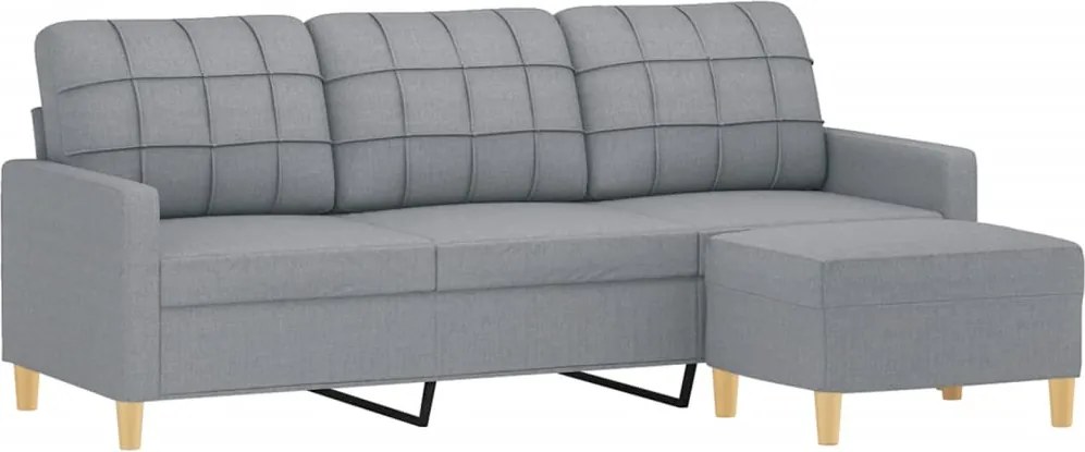 3místná pohovka s podnožkou světle šedá 180 cm textil 3201001