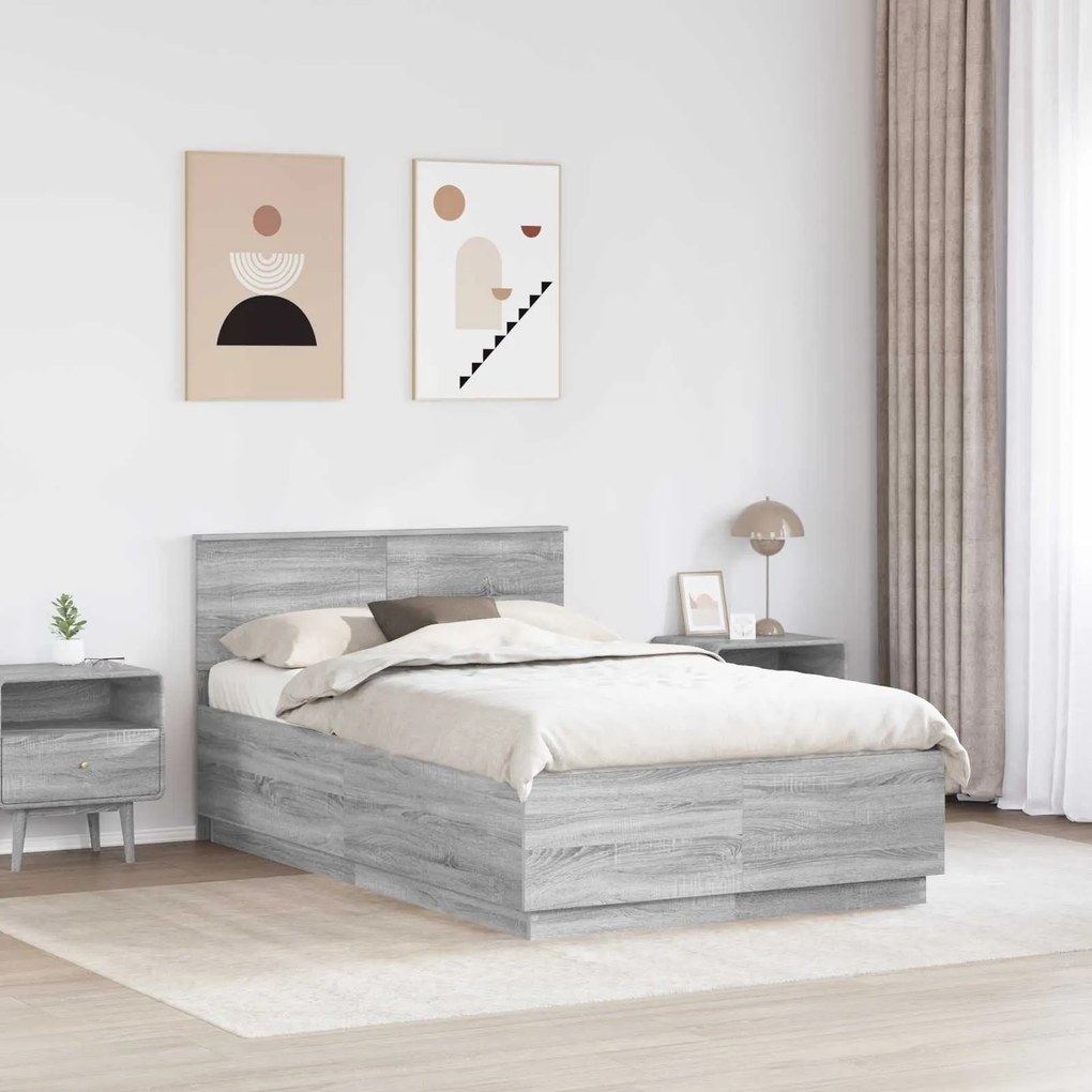 Rám postele s čelo Šedá sonoma 120 x 190 cm Kompozitní dřevo 3408185