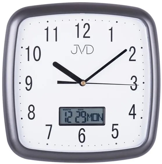 Plastové hodiny JVD DH615.2 - černo-šedé