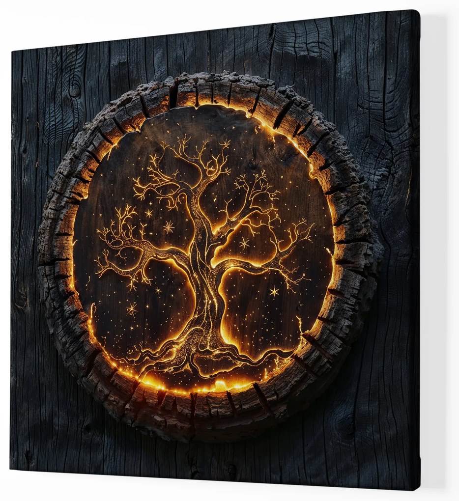 Obraz na plátně - Strom života Grand Fierro, dřevo styl FeelHappy.cz Velikost obrazu: 110 x 110 cm
