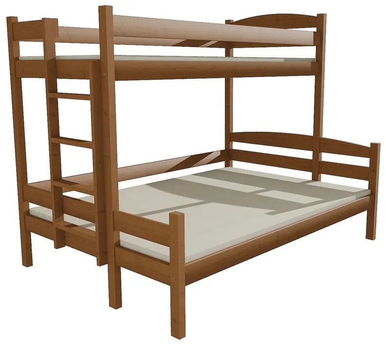 Vomaks Patrová postel s rozšířeným spodním lůžkem PPS 001 100/140 x 200 cm moření ořech vpravo