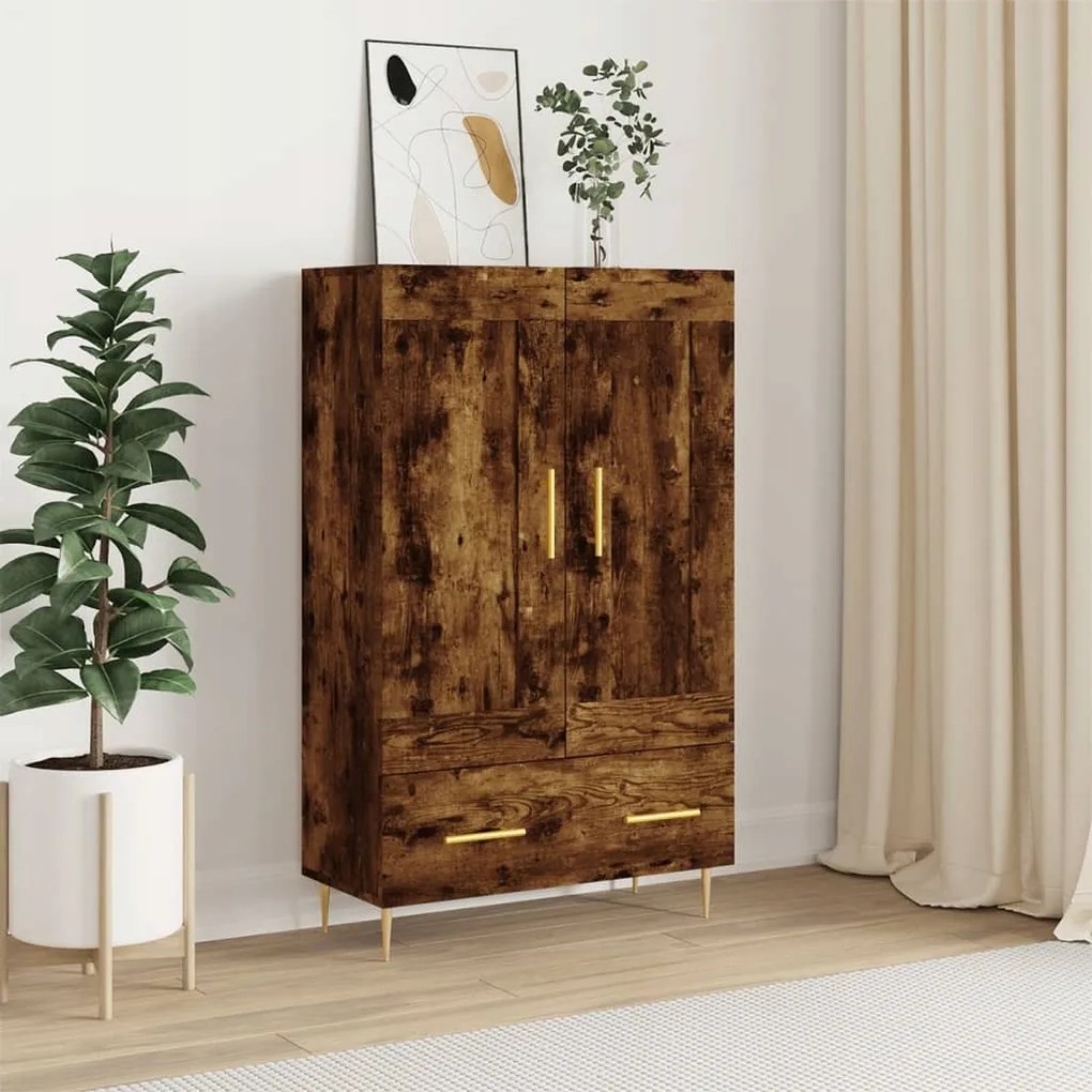 Fionshop 263917019 Skříň highboard kouřový dub 69,5 x 31 x 115 cm kompozi