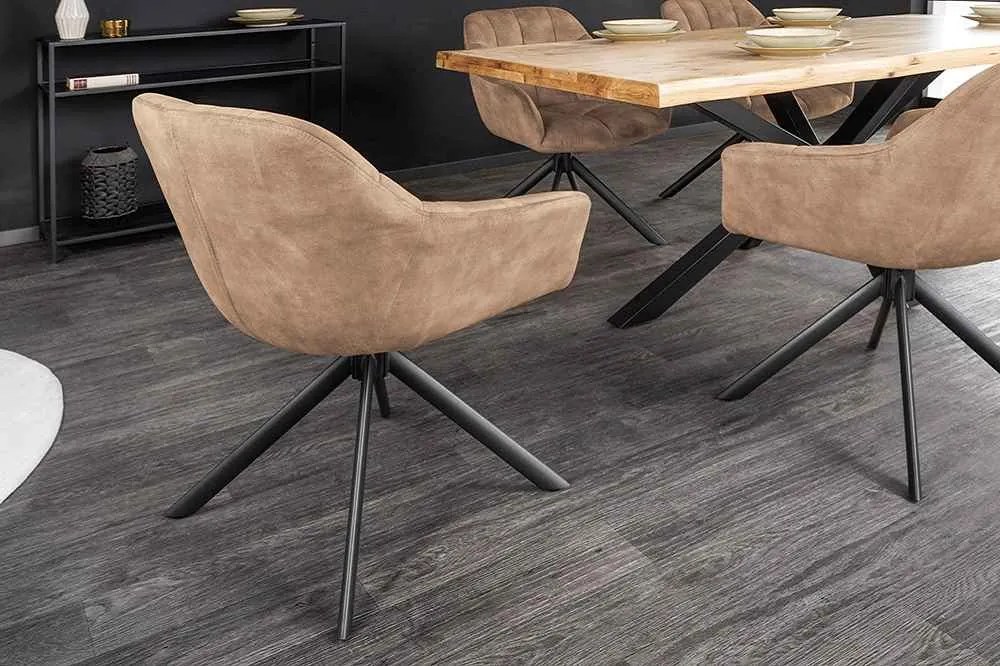 Designová otočná židle Vallerina šedo-hnědý samet