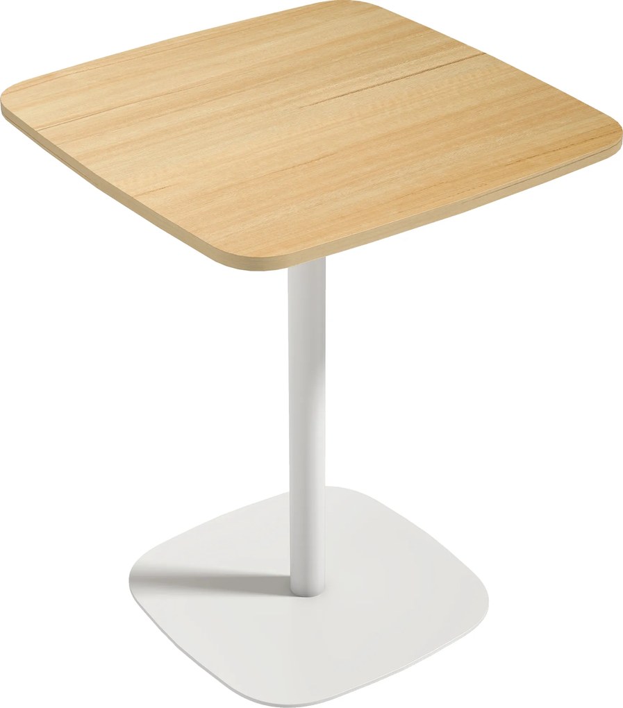 HOMCOM malý čtvercový jídelní stůl pro 2 osoby, čtvercová ocelová podstava, ideální do malých prostor — 60 x 75 cm, přírodní dřevo & bílá