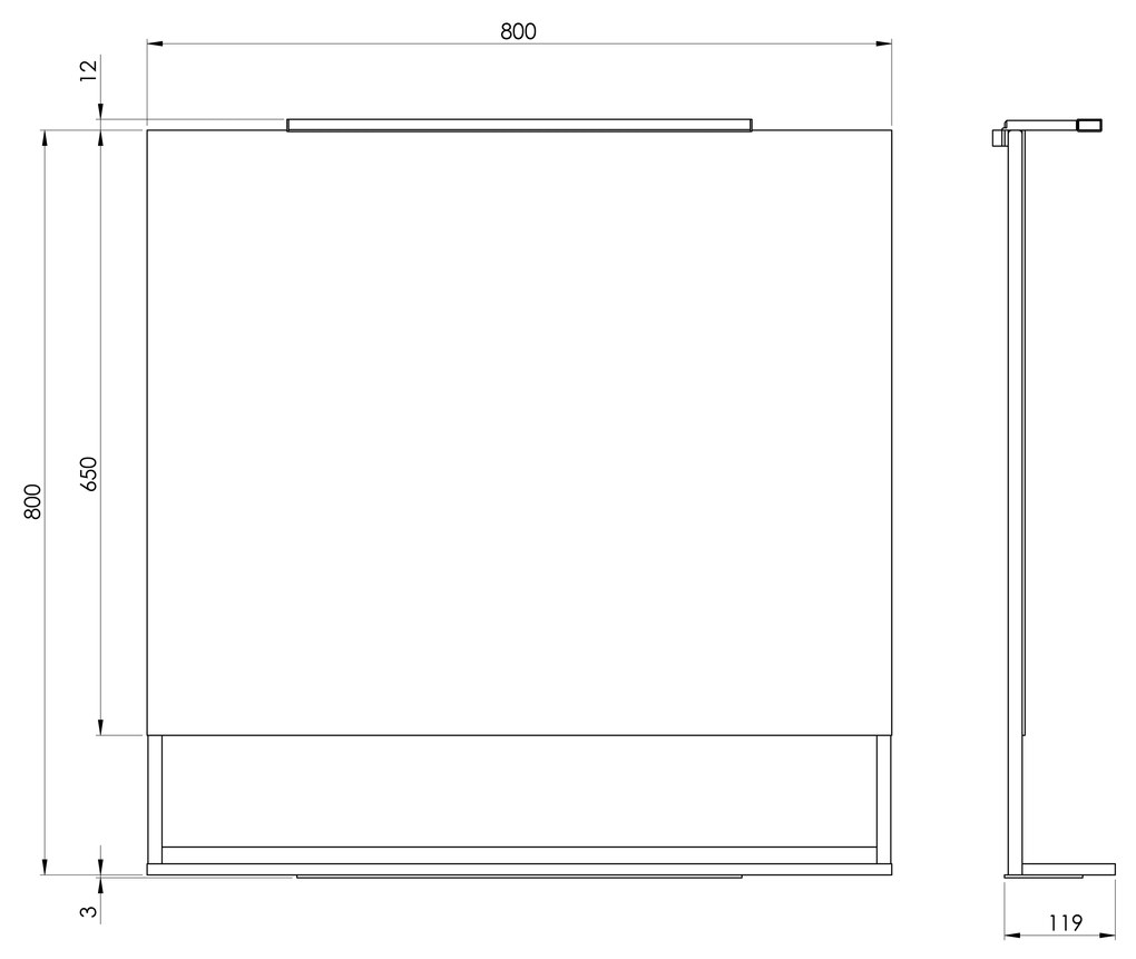 Sapho ERUPTA zrcadlo s LED osvětlením a policí 80x80cm, černá mat - ERU335