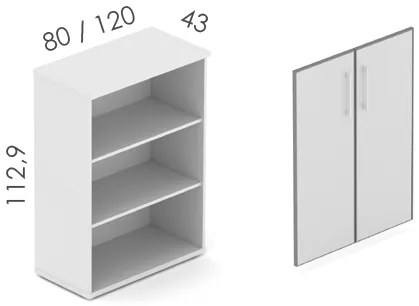 NABYTEK-DESIGNOVY.CZ - DE380 - Skříň kancelářská EPIC, 3 police, volitelné skleněné dveře, šířka 80/120cm, výška 112,9cm, dub/černá