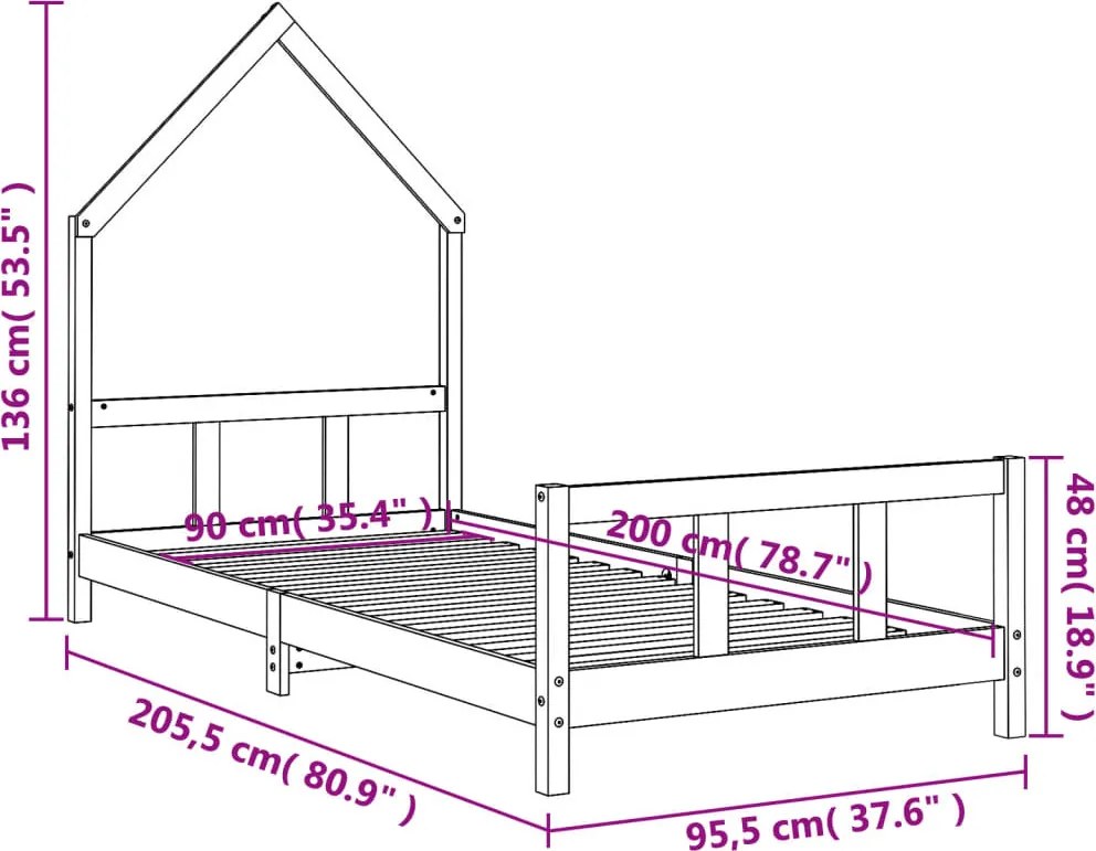 vidaXL Dětská postel 90 x 200 cm masivní borové dřevo [834568] Barva: Přírodní