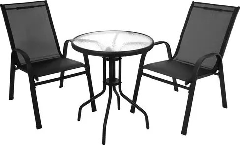 Balkonový set stůl + 2 židle černý Gardlov 27568
