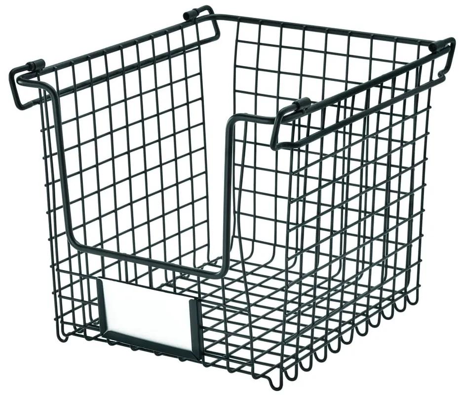 Černý kovový košík iDesign Classico, 25,5 x 22 cm