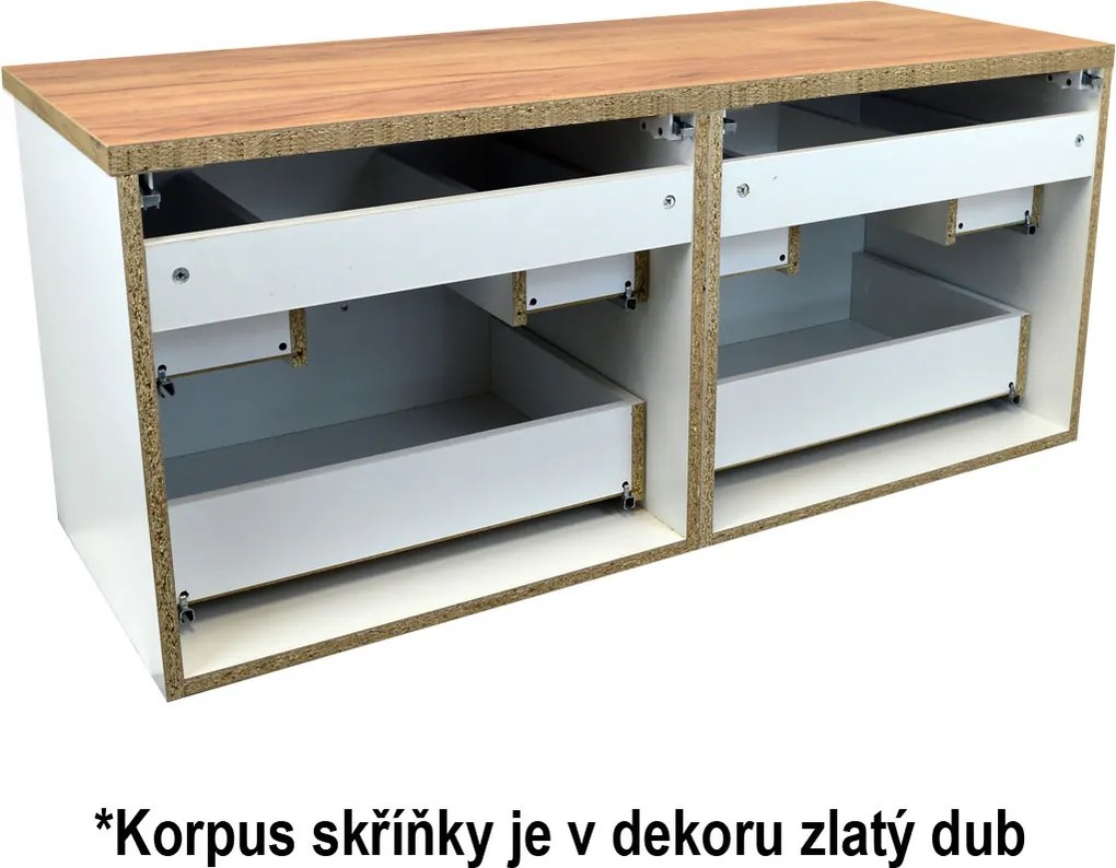 Comodo Koupelnová skříňka pod deskové umyvadlo Agria GO 120-HD - zlatý dub/zlatý dub
