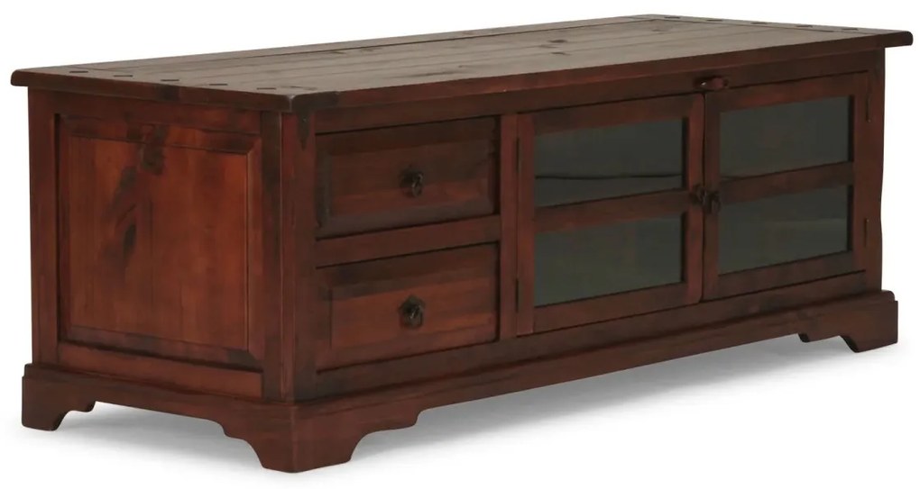 furniture-nabytek.cz - Masivní TV stolek Catello z borovice, lakovaný, hnědý