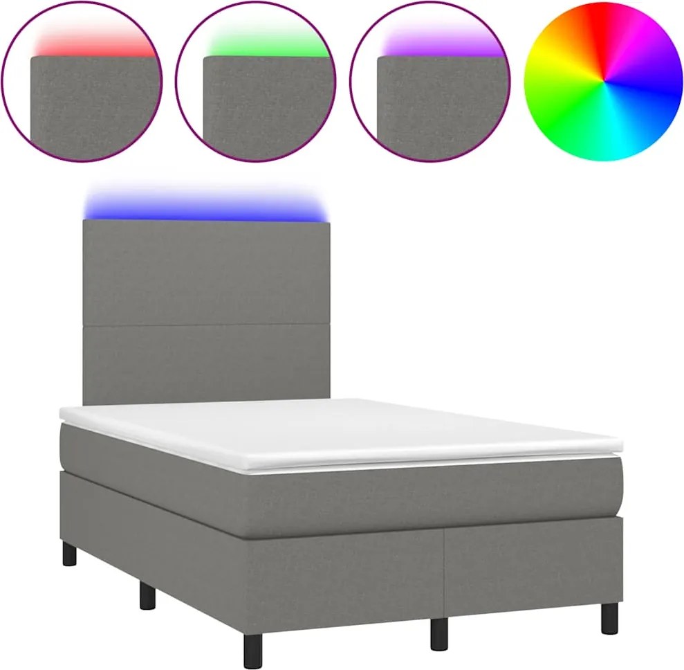 Box spring postel s matrací a LED tmavě šedá 120x190 cm textil 3270184