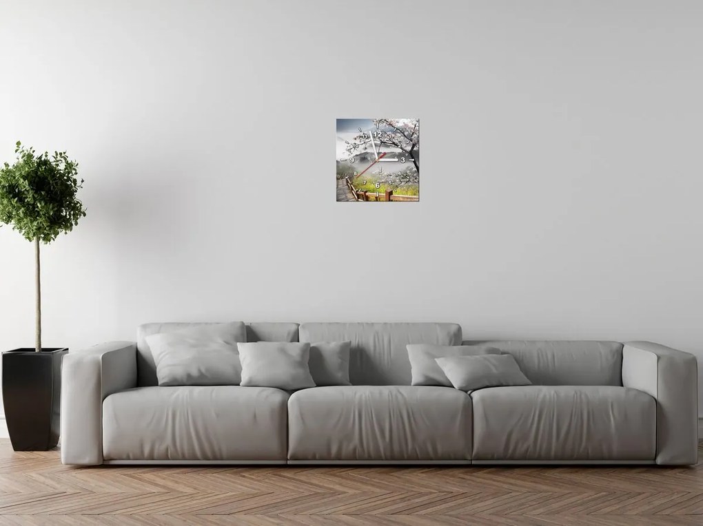 Gario Obraz s hodinami Kvetoucí višeň Rozměry: 40 x 40 cm