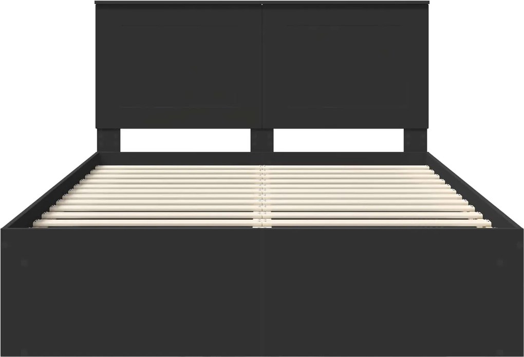 Rám postele s čelo Černá 160 x 200 cm Masivní borové dřevo 3409328