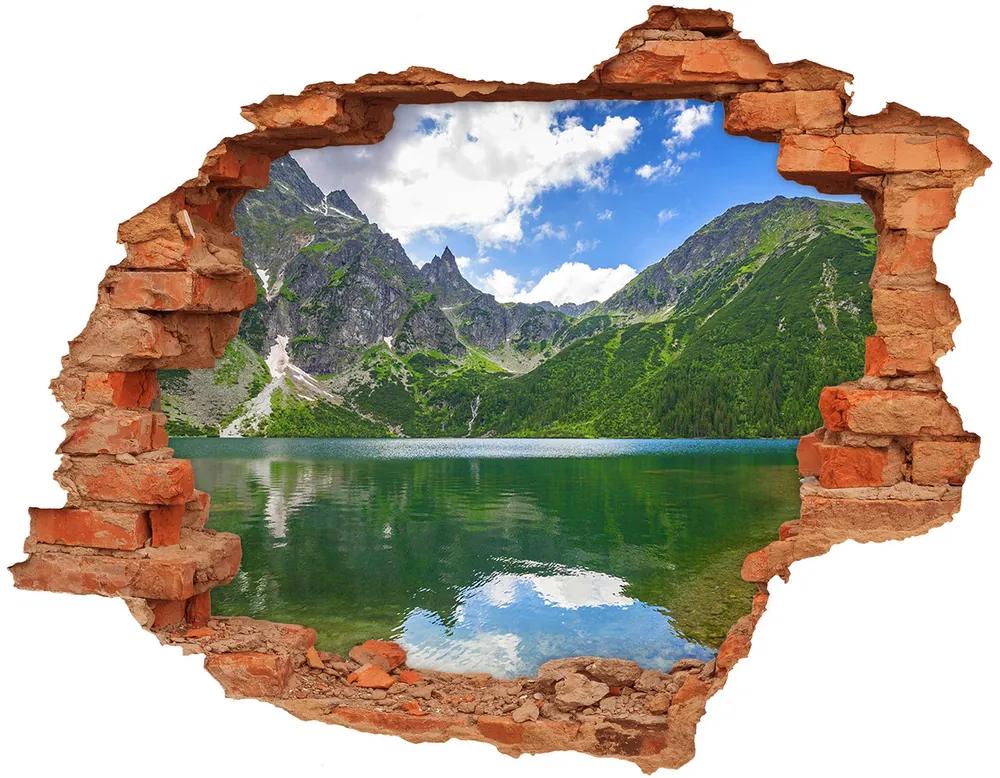 Wallmuralia Díra 3D ve zdi nálepka Morské oko Tatry 90x70 cm