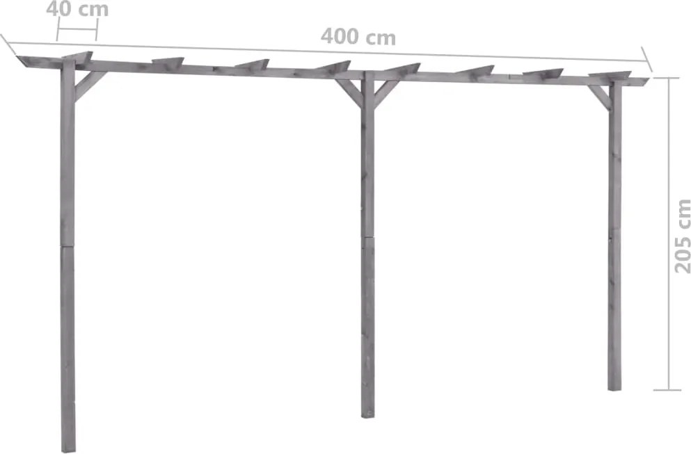 vidaXL Zahradní pergola šedá 400 x 40 x 205 cm impregnovaná borovice [313568]