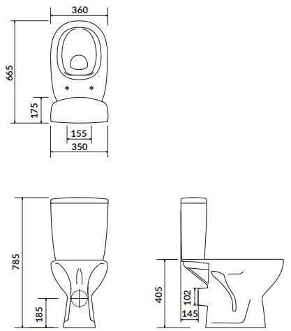 Cersanit ARTECO - WC kombi + antibakteriální sedátko s funkcí pomalého zavírání, horizontální odpad, K667-056