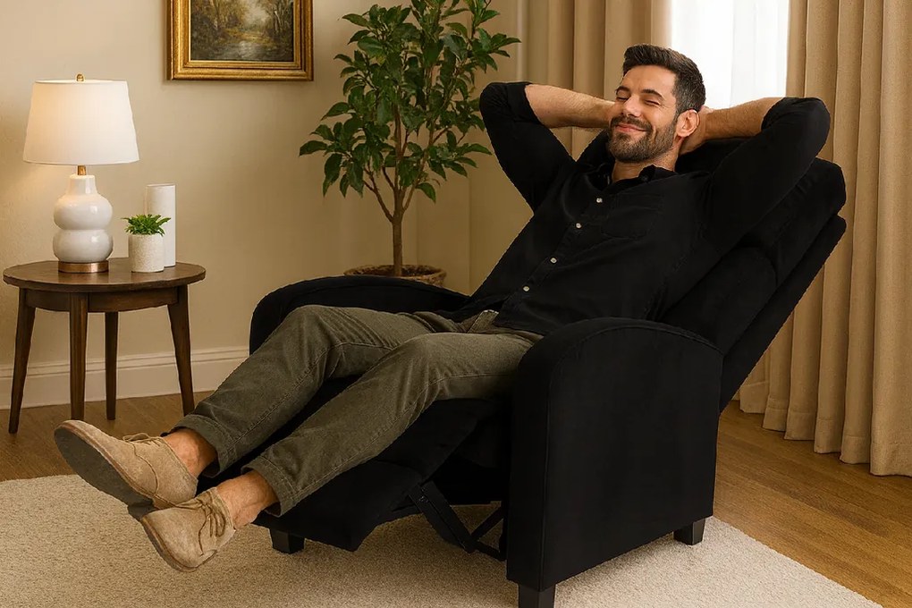 Relaxační křeslo René rozkládací černé