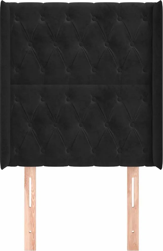 Čelo postele typu ušák černé 83x16x118/128 cm samet 3119948