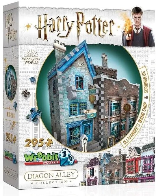 3d puzzle wrebbit 3d puzzle harry potter: obchod s hůlkami pana olivandera a scribbulus 295 dílků