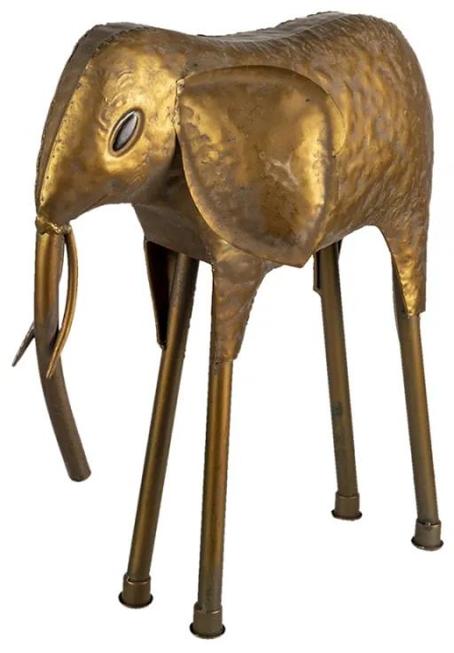 Zlatá kovová soška slonka – 50x16x50 cm