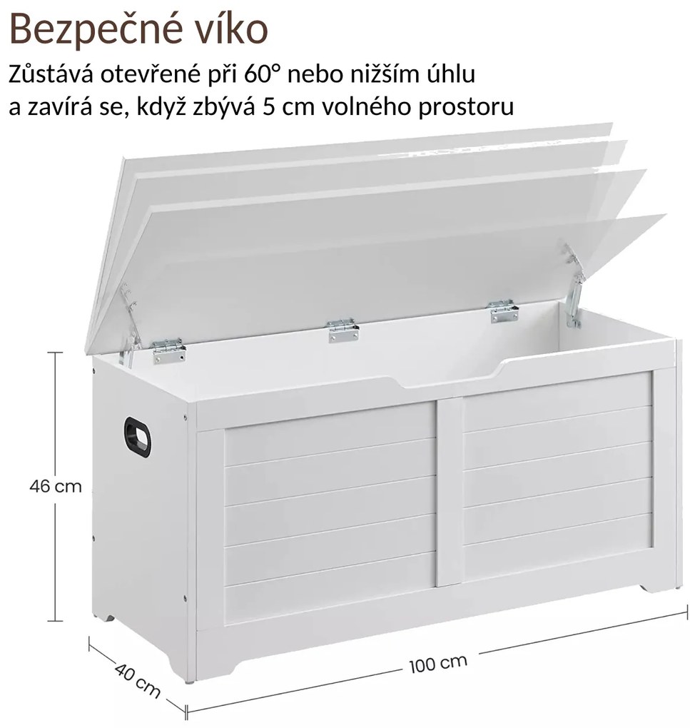 Truhlice na sezení TANJA, 100x40x46cm, bílá Vasagle