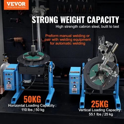 50 KG rotační svařovací polohovač 0-90° polohovací otočný stůl 0,5-6RPM