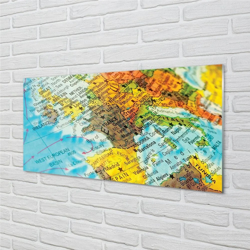 Obraz na skle zeměkoule mapa 140x70 cm