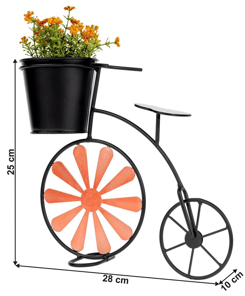 Retro květináč ve tvaru kola SEMIL kov bordó a černý lak