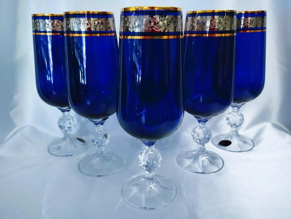 Barevné sklenice na vodu, pivo 290 ml, 6 ks, 3 barvy - Modrá
