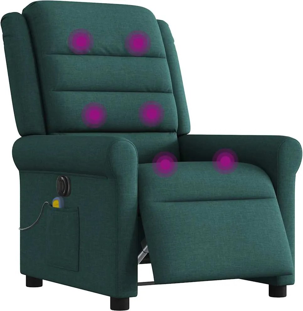 Elektrické masážní polohovací křeslo tmavě zelené textil 3303310