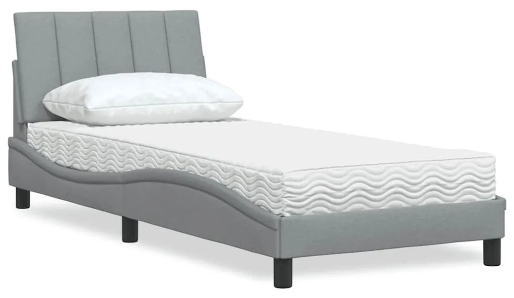 Postel s matrací Hanko světle šedá 80 x 200 cm textil 3310489