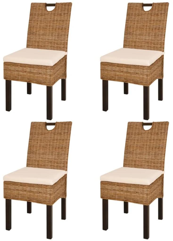 274362 vidaXL Jídelní židle 4 ks ratan kubu a mangovníkové dřevo