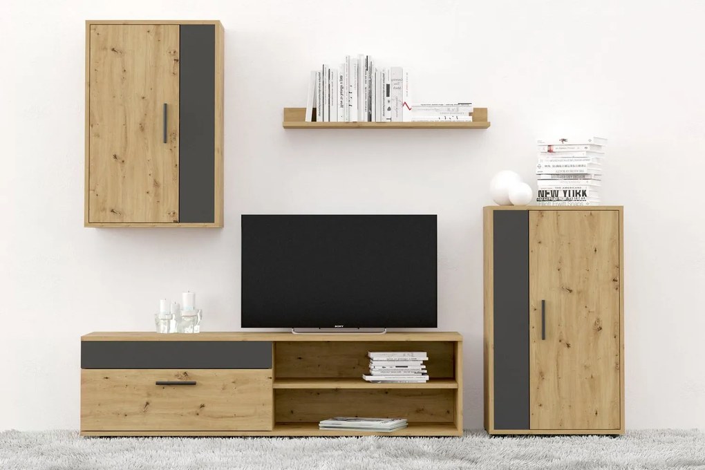 Sada obývacího nábytku Benson dub artisan/černá