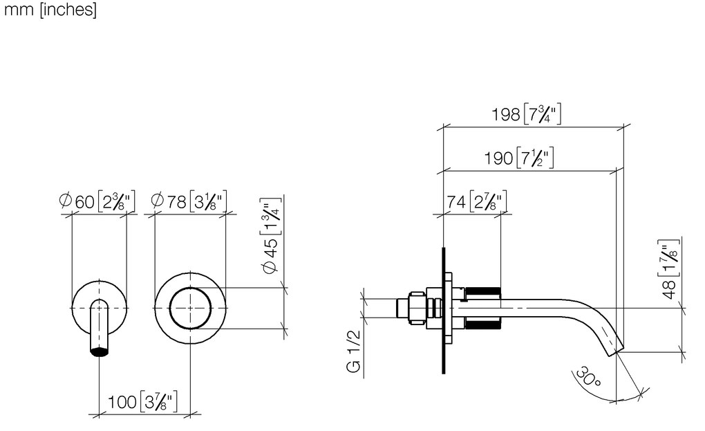 Dornbracht Meta Pure - Umyvadlová baterie 2-otvorová pod omítku, matná černá 36860664-33