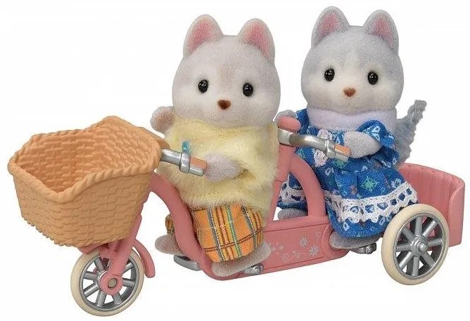 Set figurek a příslušenství sylvanian families tandemové kolo pro husky sourozence