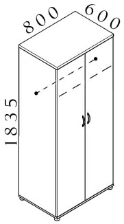 NABYTEK-DESIGNOVY.CZ - SU5856 12 - Kancelářská skříň šatní Komfort, 80x60x183,5 cm, javor