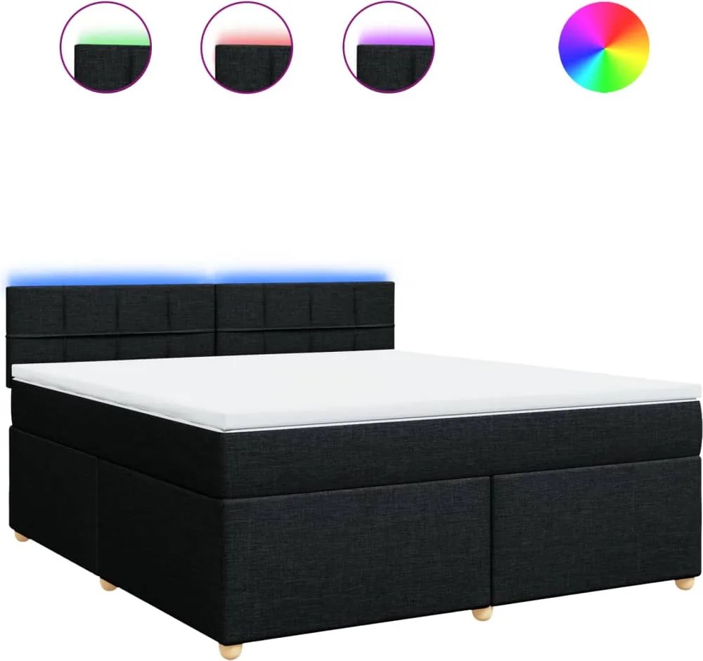 Box spring postel s matrací černá 180x200 cm textil 3289061