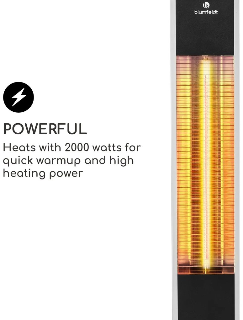 Blumfeldt Heat Guru, infračervený ohřívač, 2000 W, 3 topné stupně, dálkové ovládání, stříbrný